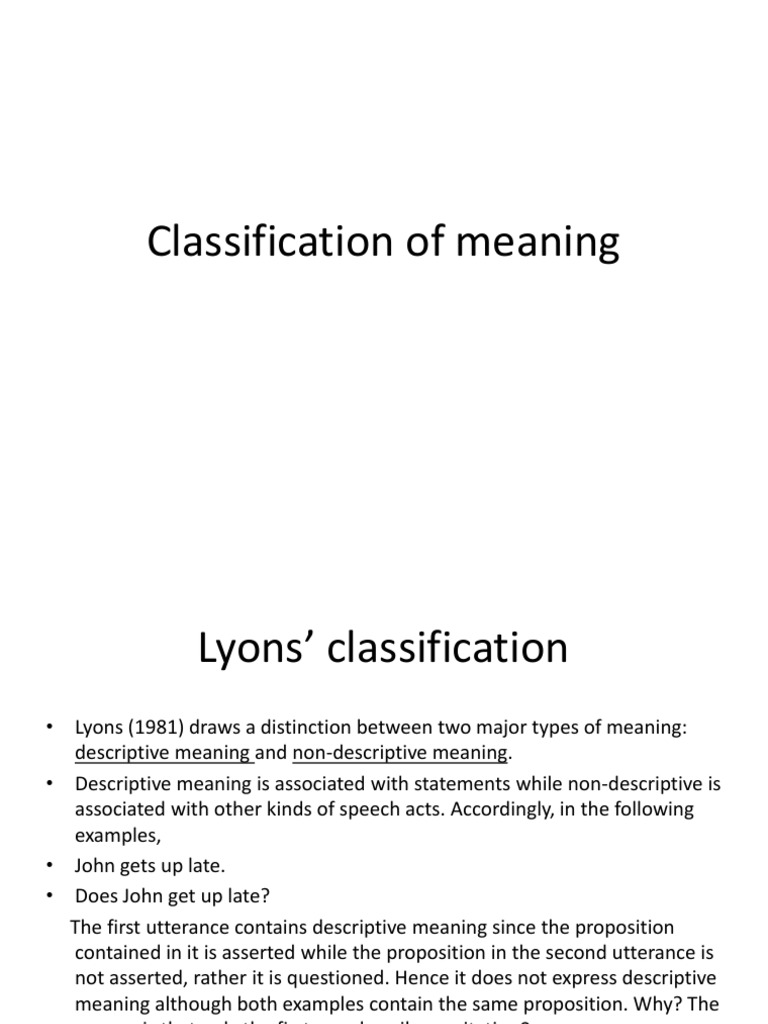 Classification of Meaning | PDF | Proposition | Discourse