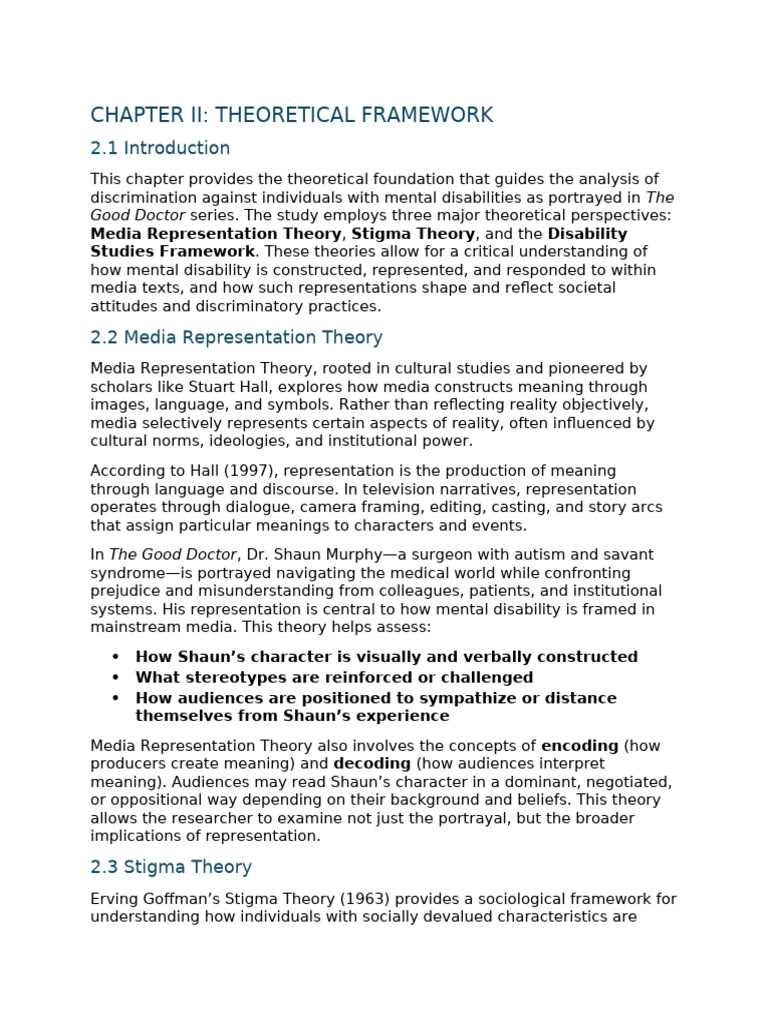 Theoretical Framework on Mental Disability Discrimination | PDF ...
