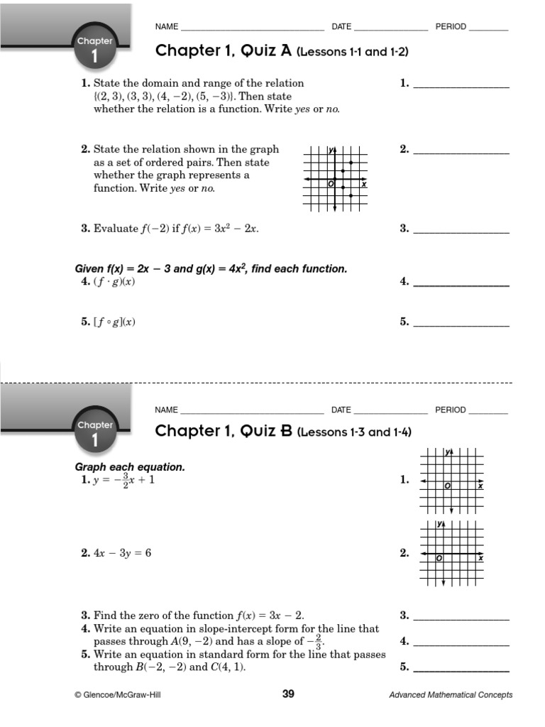 Precal Ch01 Quiz | PDF | Function (Mathematics) | Mathematical Relations