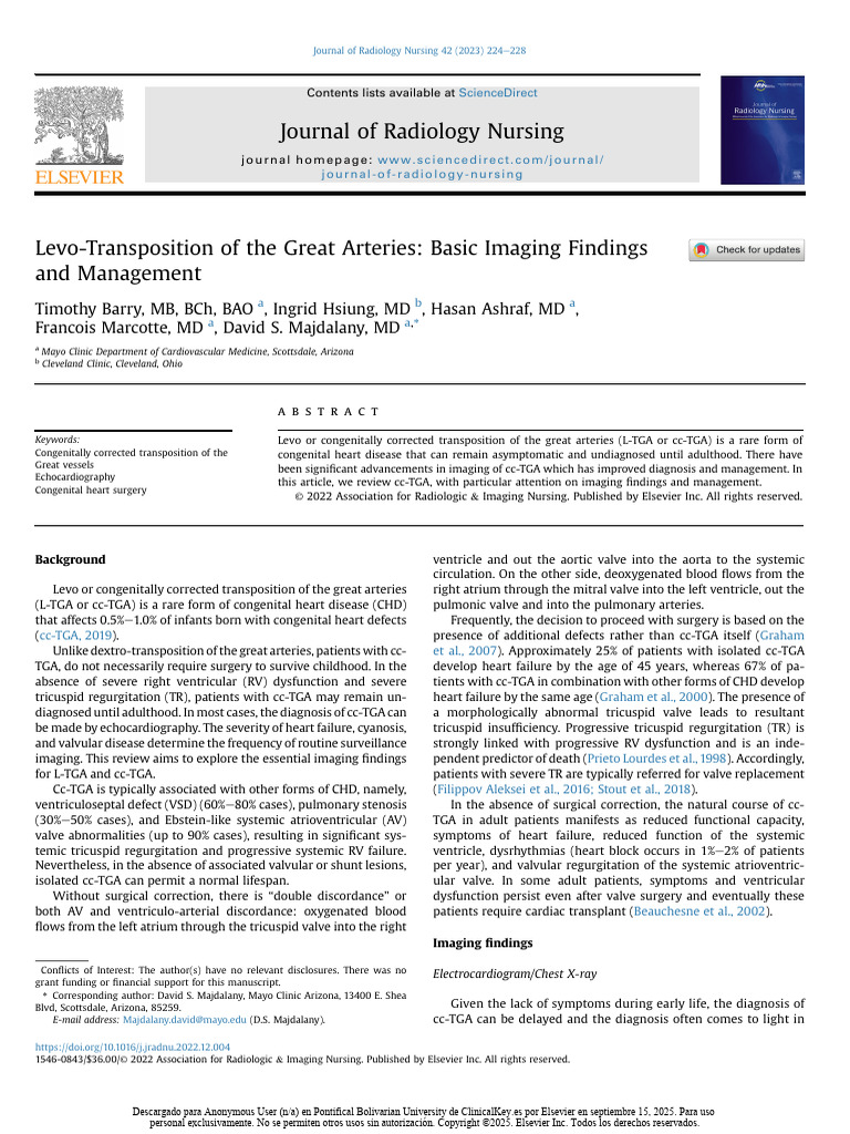 Levo-Transposition of The Great Arteries Basic Imaging Findings and Management | PDF | Heart ...