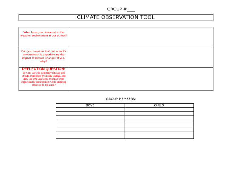 Climate Observation Tool Grade 7 | PDF