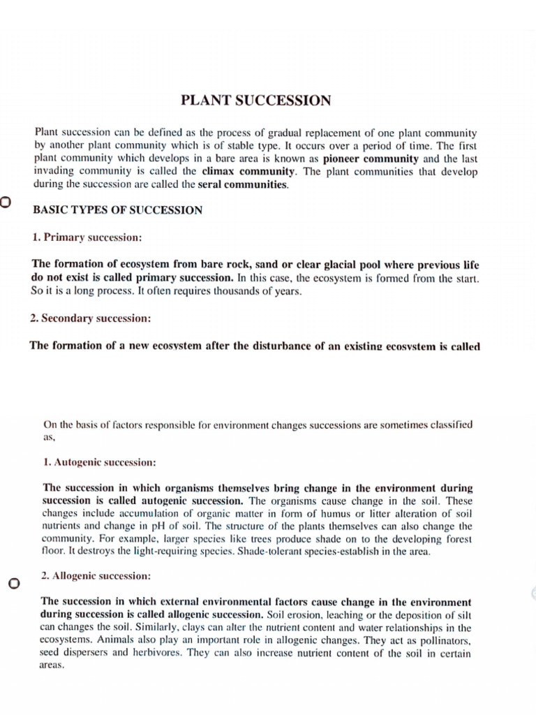Ecology Plant Succession (Class Lecture) | PDF