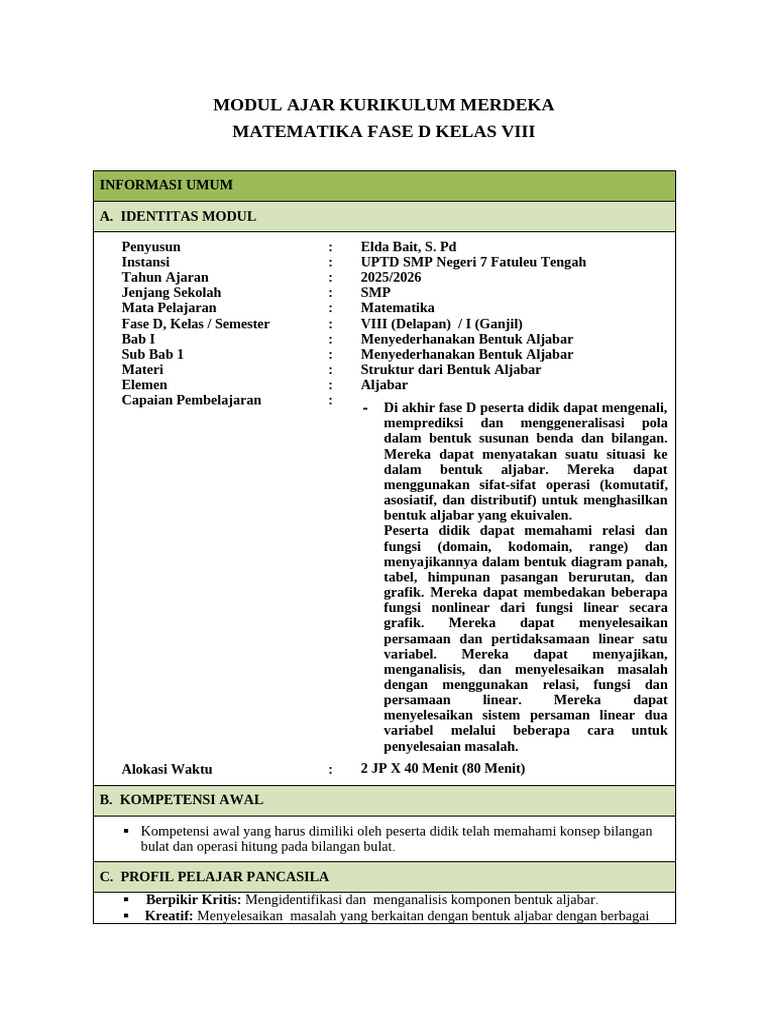 Modul Ajar Ukin | PDF
