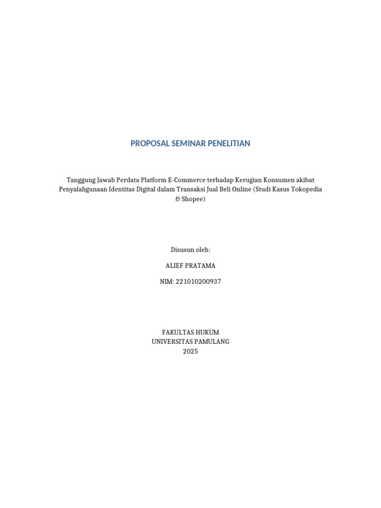 Proposal Sempro Alief Pratama Unpam | PDF