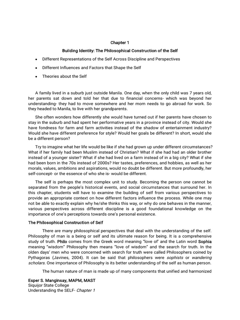 Philosophical Perspectives on Self-Identity | PDF | Mind | Philosophy ...