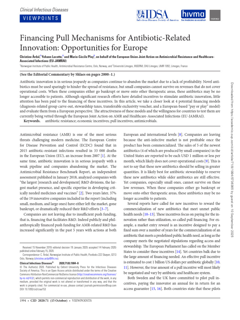 Financing Pull Mechanisms For Antibiotic-Related Innovation ...