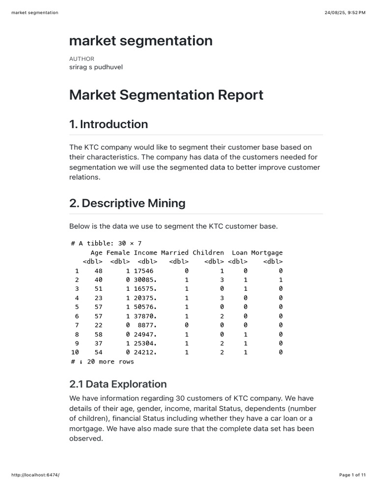 KTC Customer Segmentation Analysis | PDF | Mean | Cluster Analysis