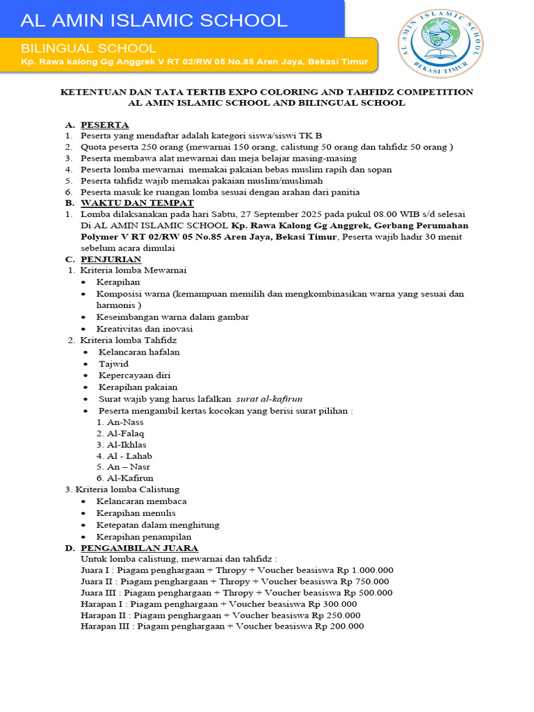 Tata Tertib Lomba Expo Sdit Al Amin 2026 | PDF