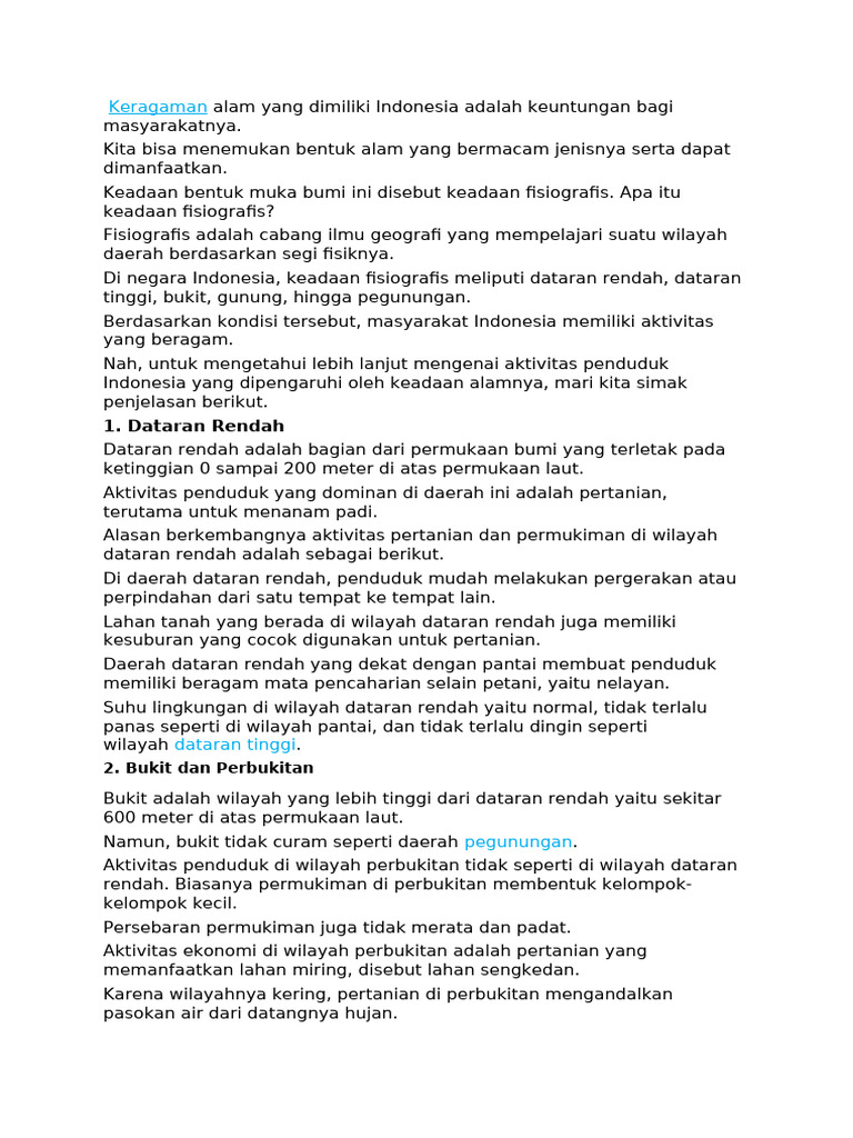 Bentuk Muka Bumi Di Indonesia | PDF