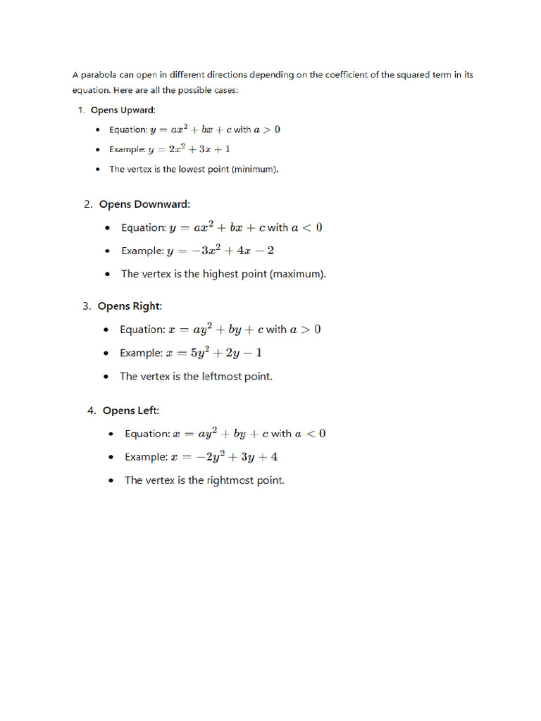 Quadratic Parabola | PDF