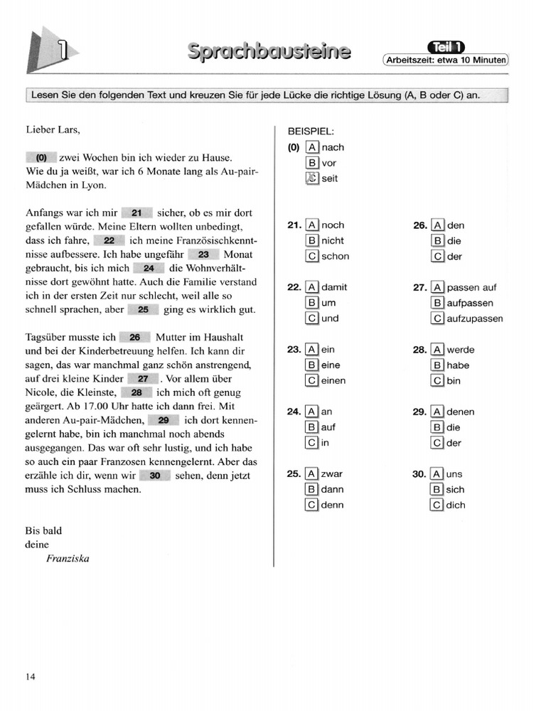 B1 Telc Sprachbausteine 15x | PDF