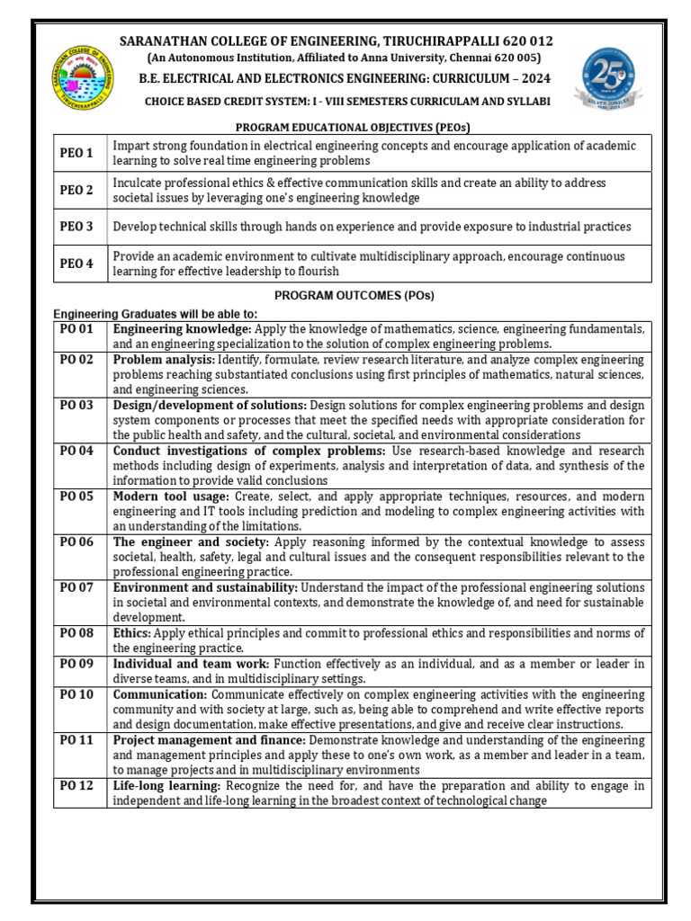 BE EEE Curriculum 5.6.25 | PDF | Engineering | Knowledge
