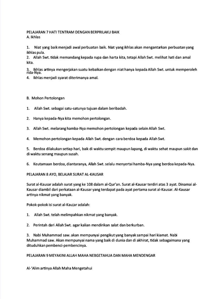 PDF Rangkuman Pai Kelas 3 Sd Semester 2 Compress | PDF