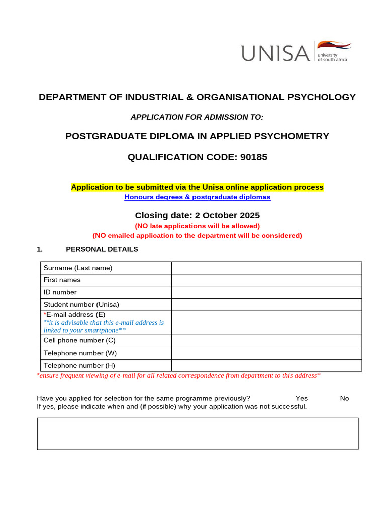 PG Dip AP Application Questionnaire For 2026 Intake | PDF | Psychology ...