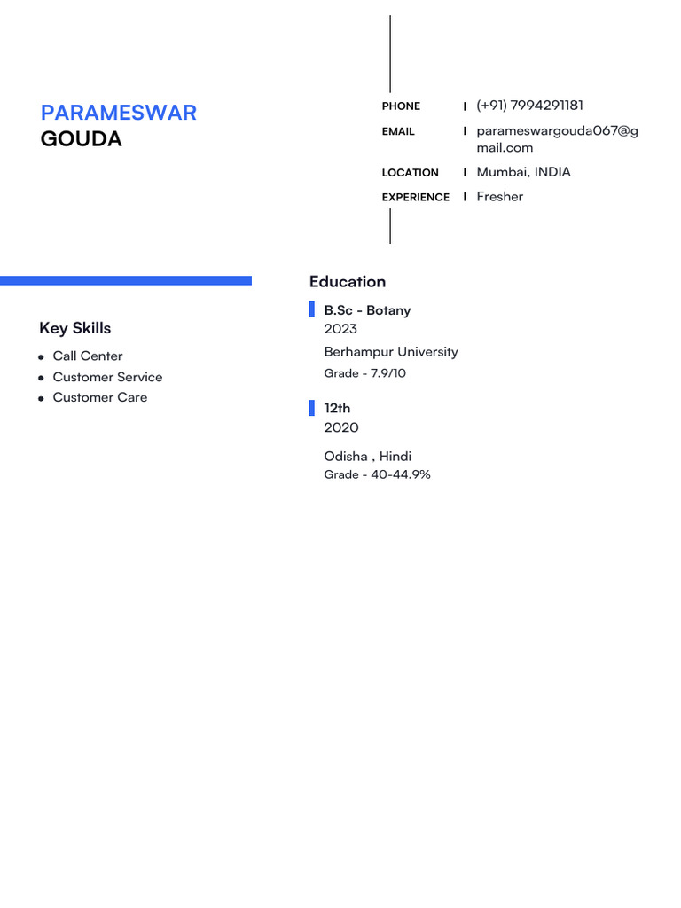 Resume Parameswar | PDF