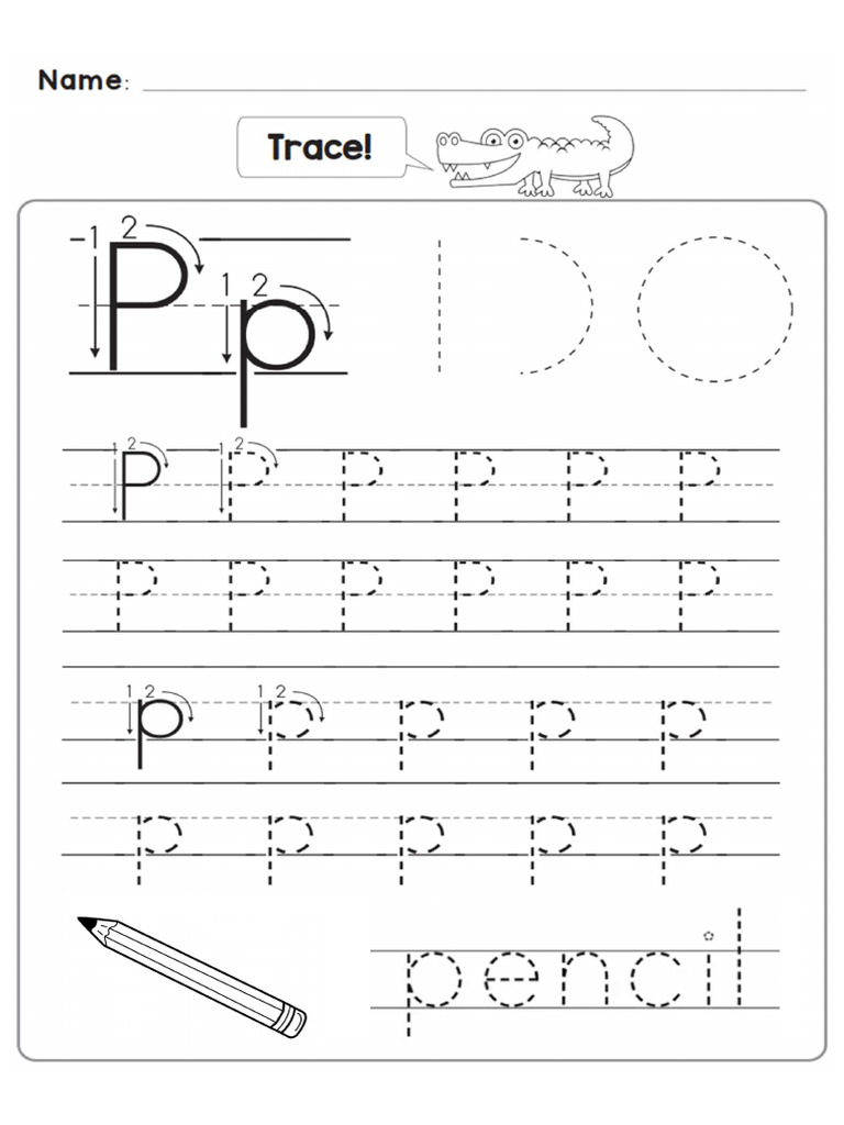 Letter P-Tracing and Coloring | PDF