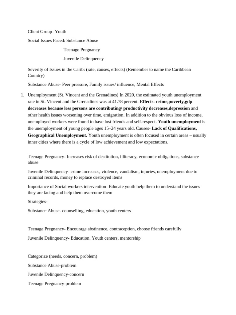 Youth Social Issues in St. Vincent | PDF