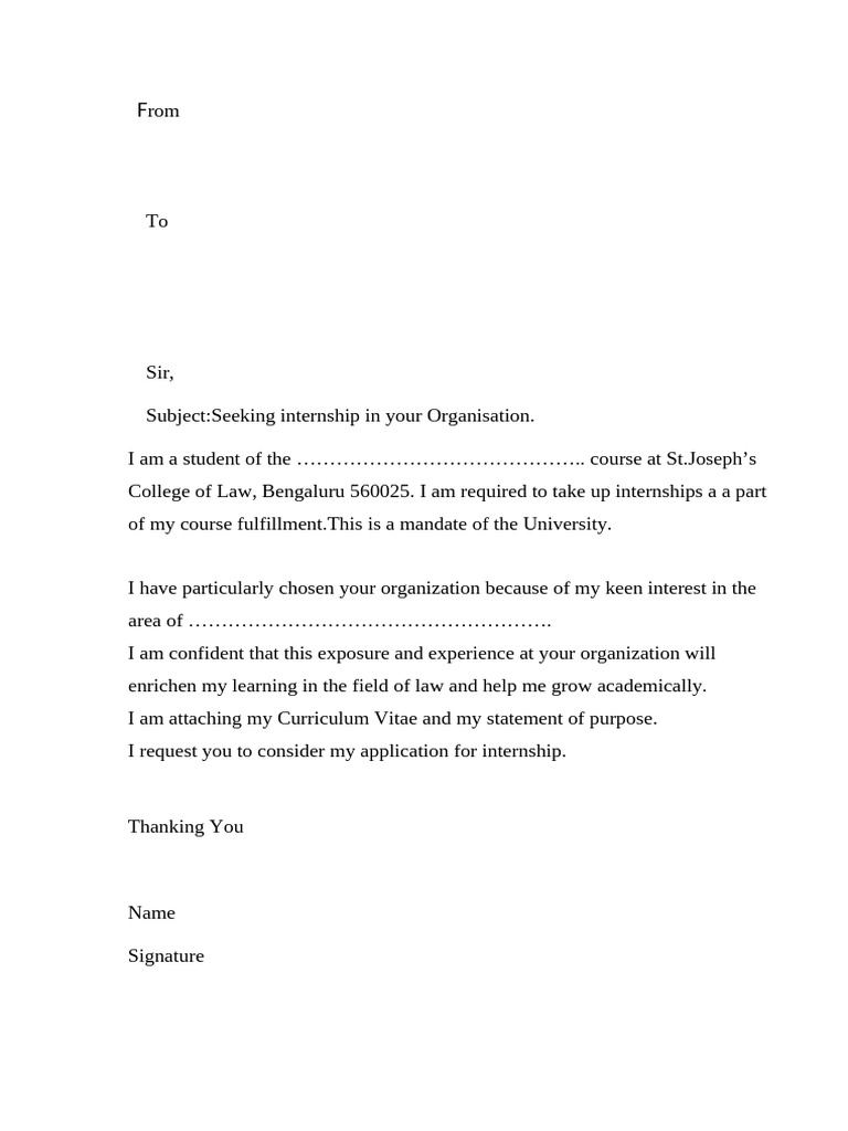 Application Addressed To The Organisation | PDF