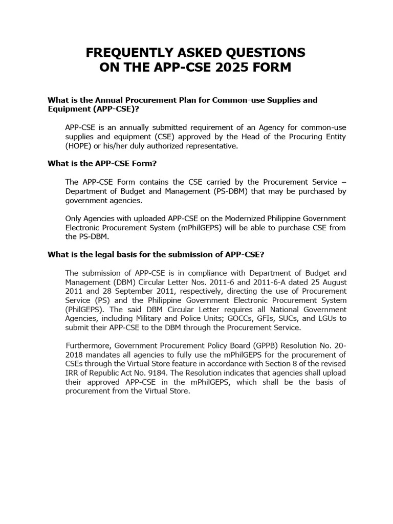 2025 Faqs Submission of The App-Cse Form To PS-DBM | PDF | Computing