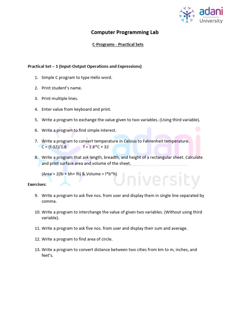 CP Program Set 1 | PDF