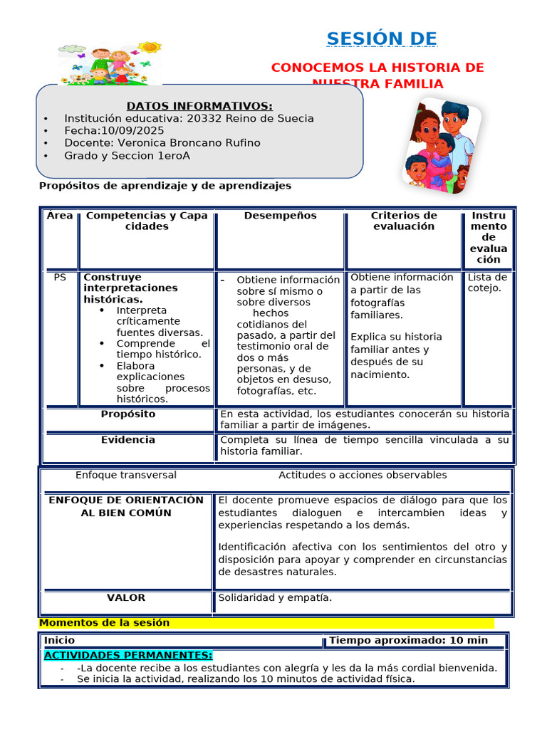 1er Grado - P4 - Semana 1 - Día 1 PS Conocemos La Historia de Nuestra ...