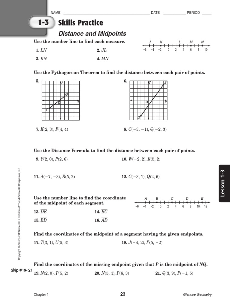 Skills Practice - Distance and Midpoint Formula | PDF | Chess Theory ...