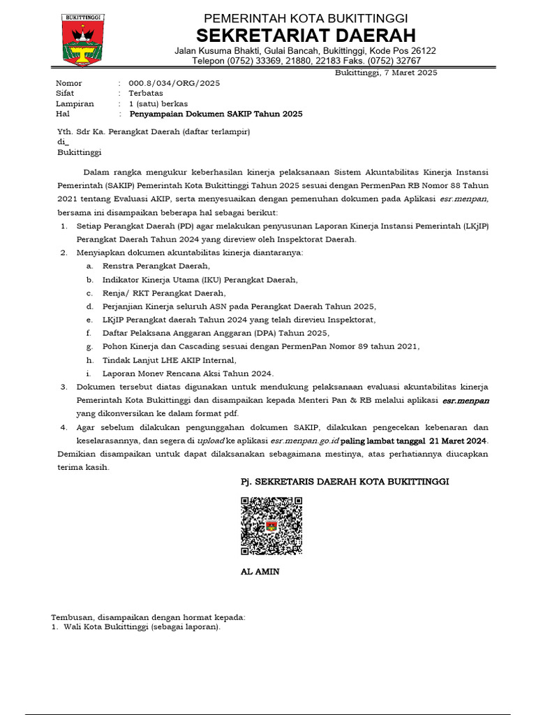 Penyampaian Dokumen AKIP 2025 | PDF