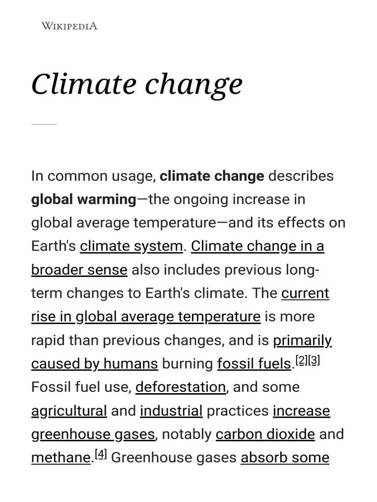 Climate Change - Wikipedia | PDF | Climate Change | Greenhouse Effect