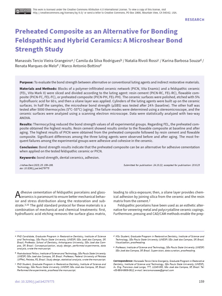 Preheated Composite Bond Strength Study | PDF | Dental Composite ...