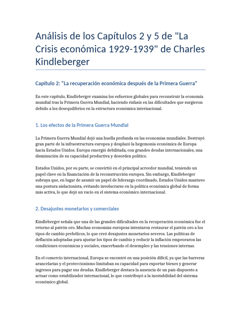 Analisis Kindleberger Cap2 y 5 | PDF | Gran depresion | Accidente de ...