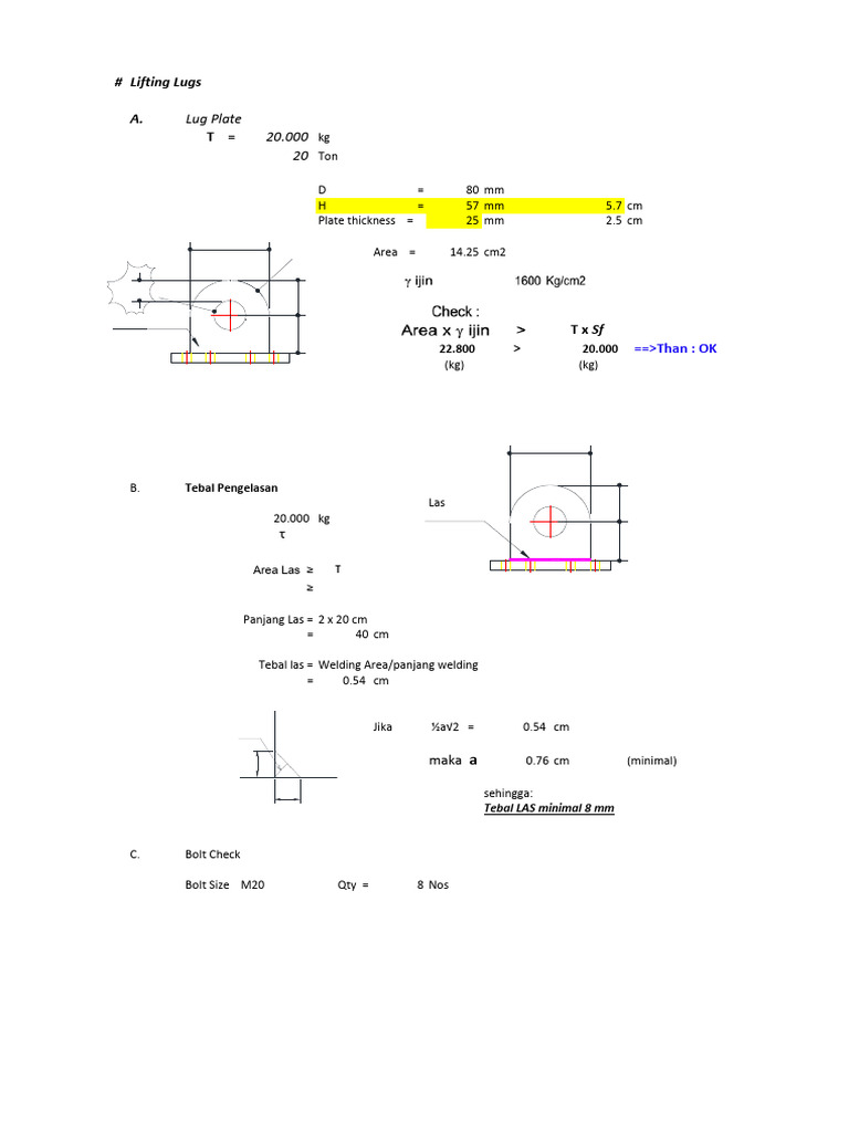 Calculation Lifting Lug Column Tier 5 | PDF