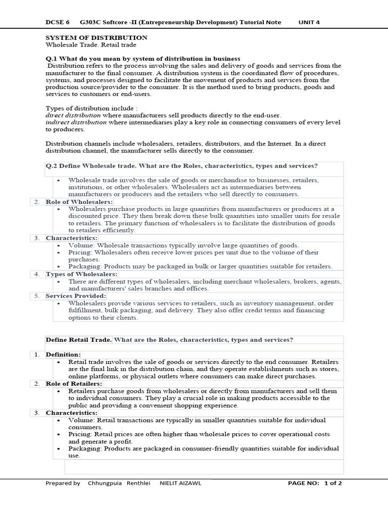 Unit4-System of Distribution | PDF | Retail | Financial Markets