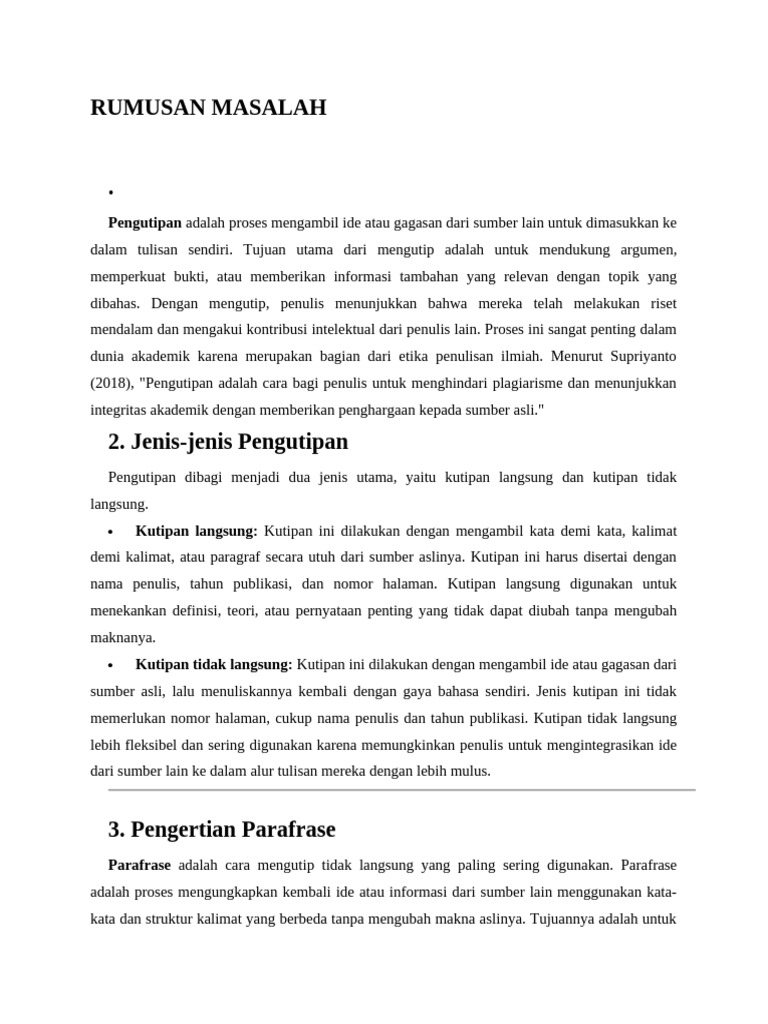 Panduan Lengkap Mengutip dan Parafrase | PDF