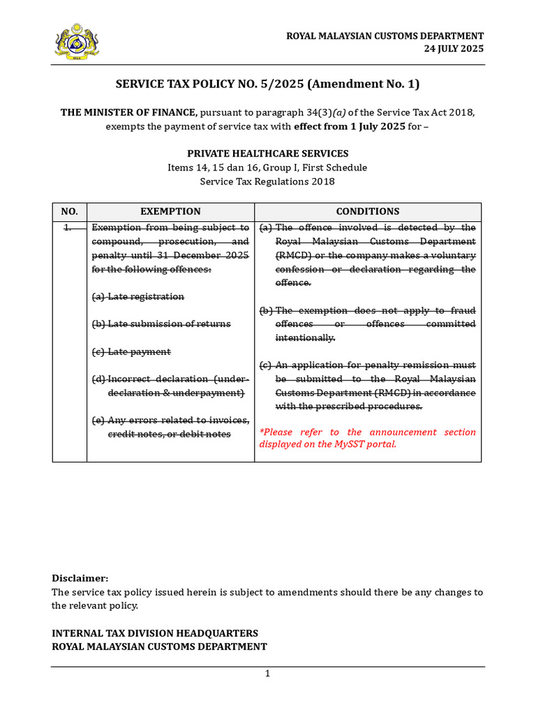 STP 5-2025 (Private Healthcare) (Amendment No. 1) | PDF
