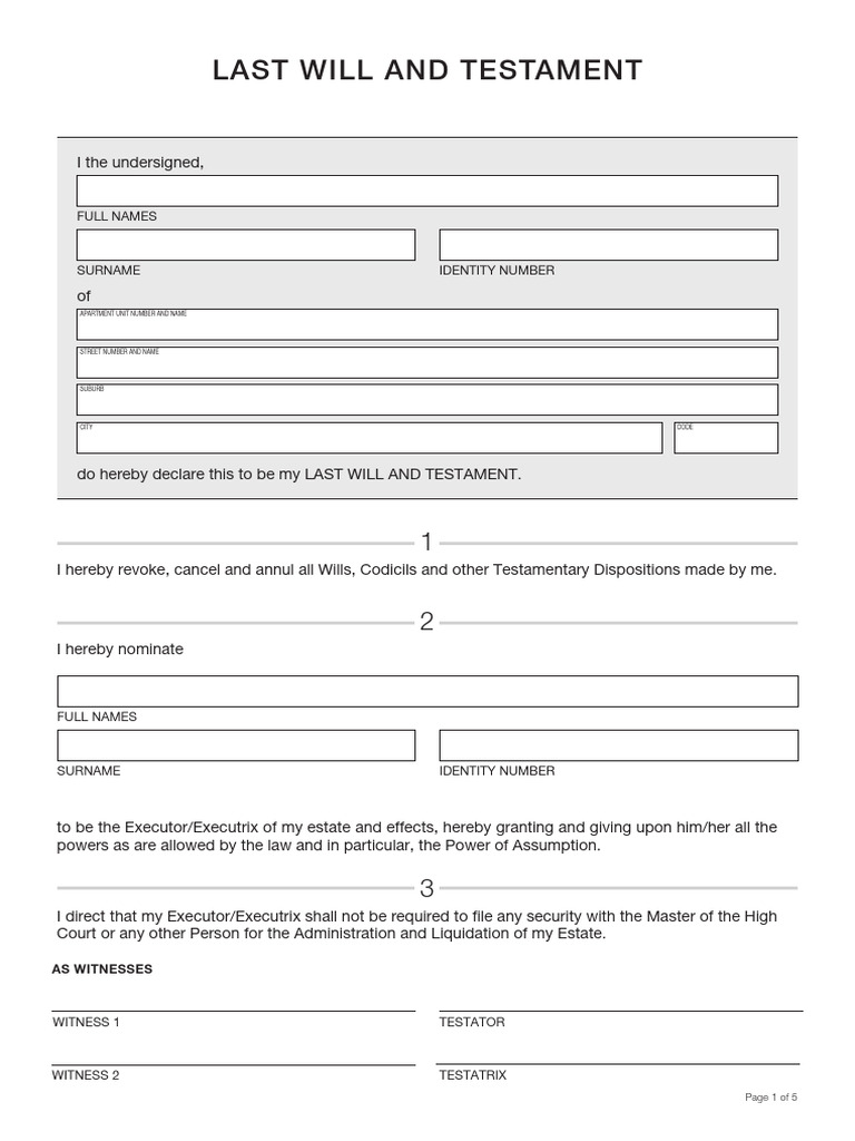 Standard Will Template for India | PDF | Will And Testament | Legal ...