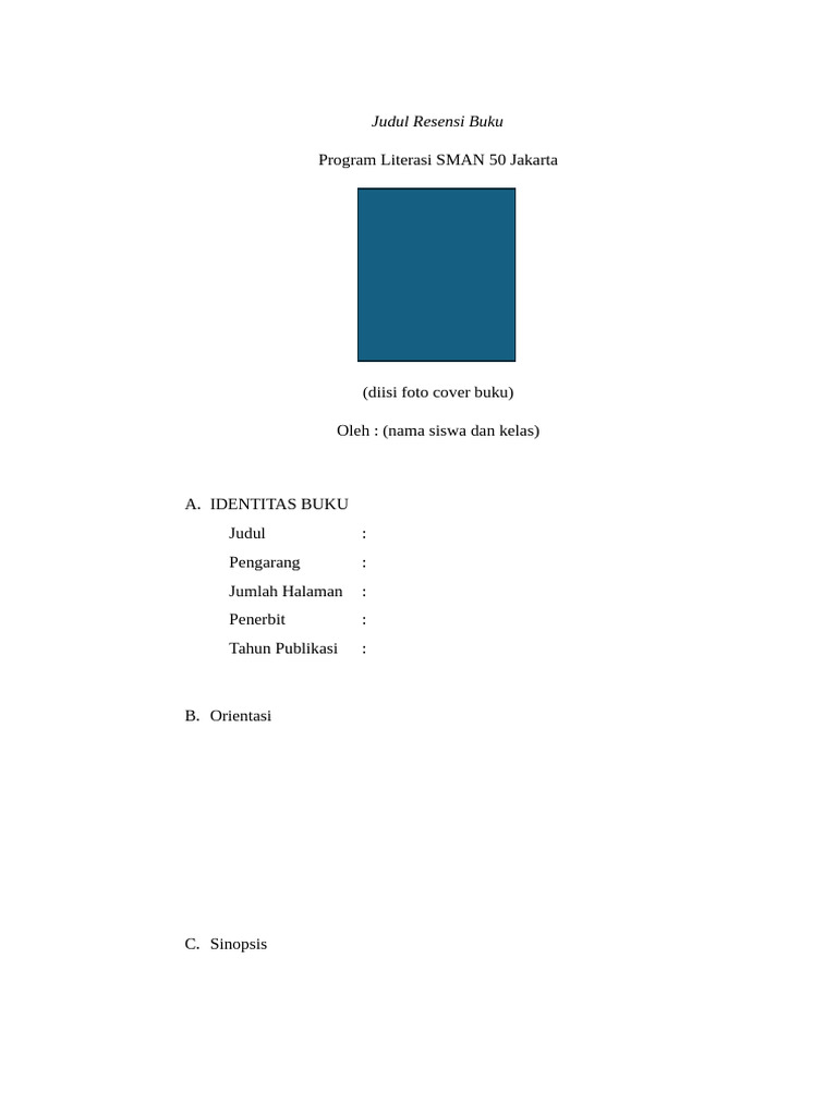 Format Resensi Buku Literasi SMAN 50 Jakarta | PDF