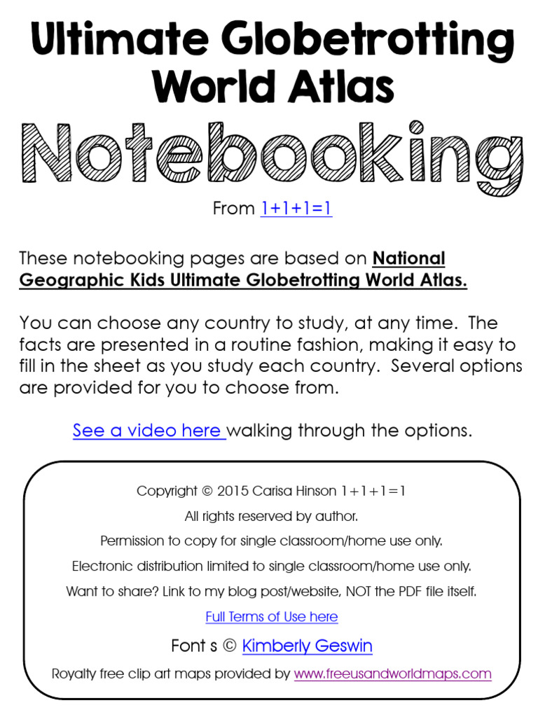 World Geography Ultimate Globetrotting World Atlas Notebooking Pages ...