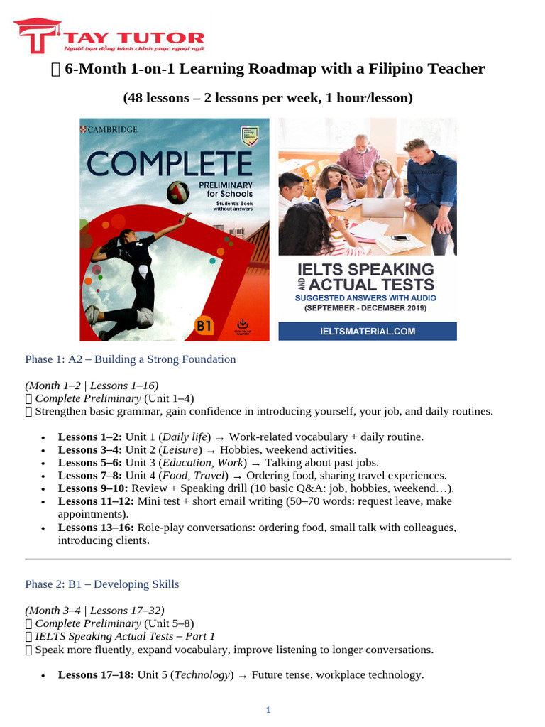 6-Month English Learning Roadmap | PDF | International English Language ...