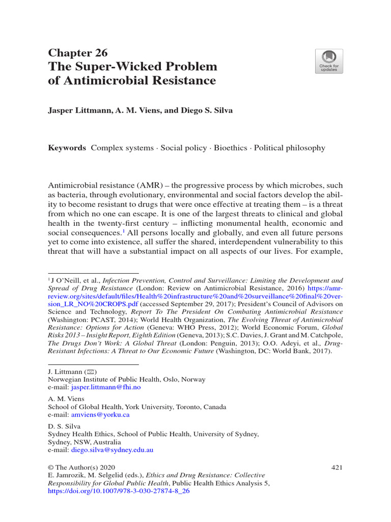 Chapter 26 The Super-Wicked Problem of Antimicrobial Resistance | PDF ...