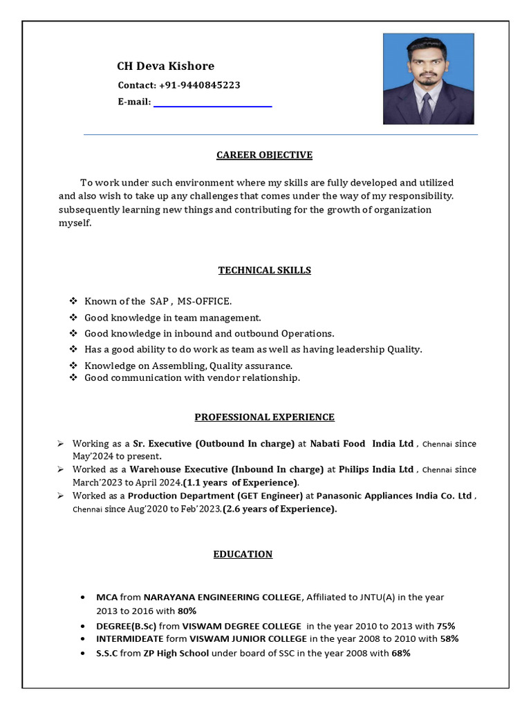 Devakishore - C Resume 2025 - 1752733349981 - Deva Kishore | PDF ...