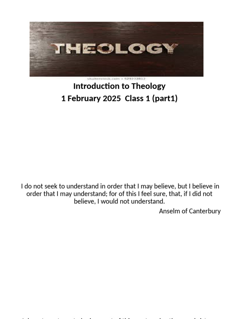 Intro To Theology - Class 1 - 2025 | PDF | Theology | God