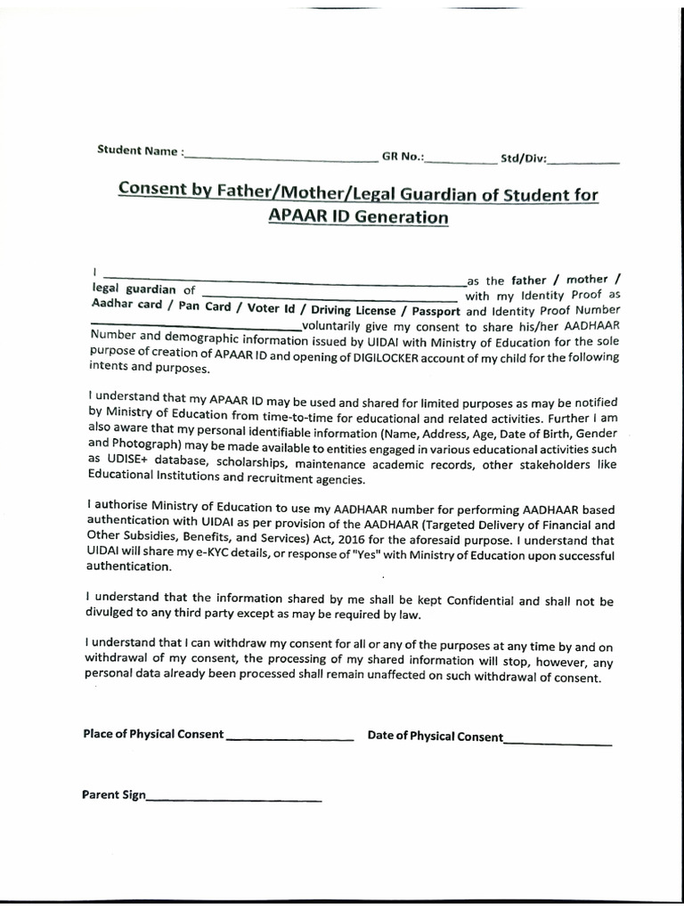 Apaar Consent Form | PDF