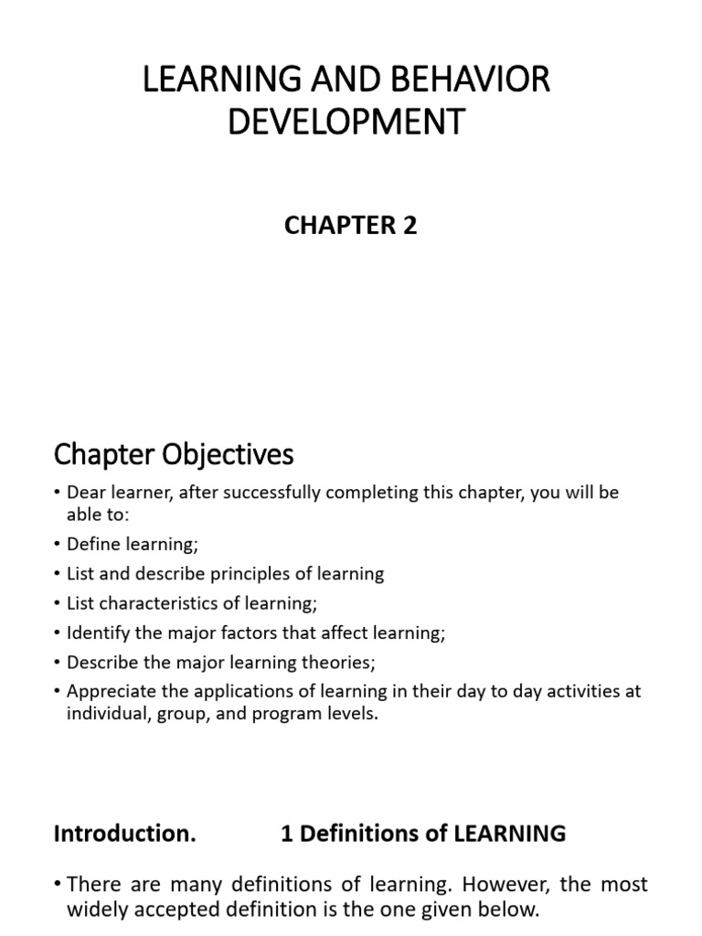 Chapter 2 Learning For PGDT | PDF | Classical Conditioning | Reinforcement