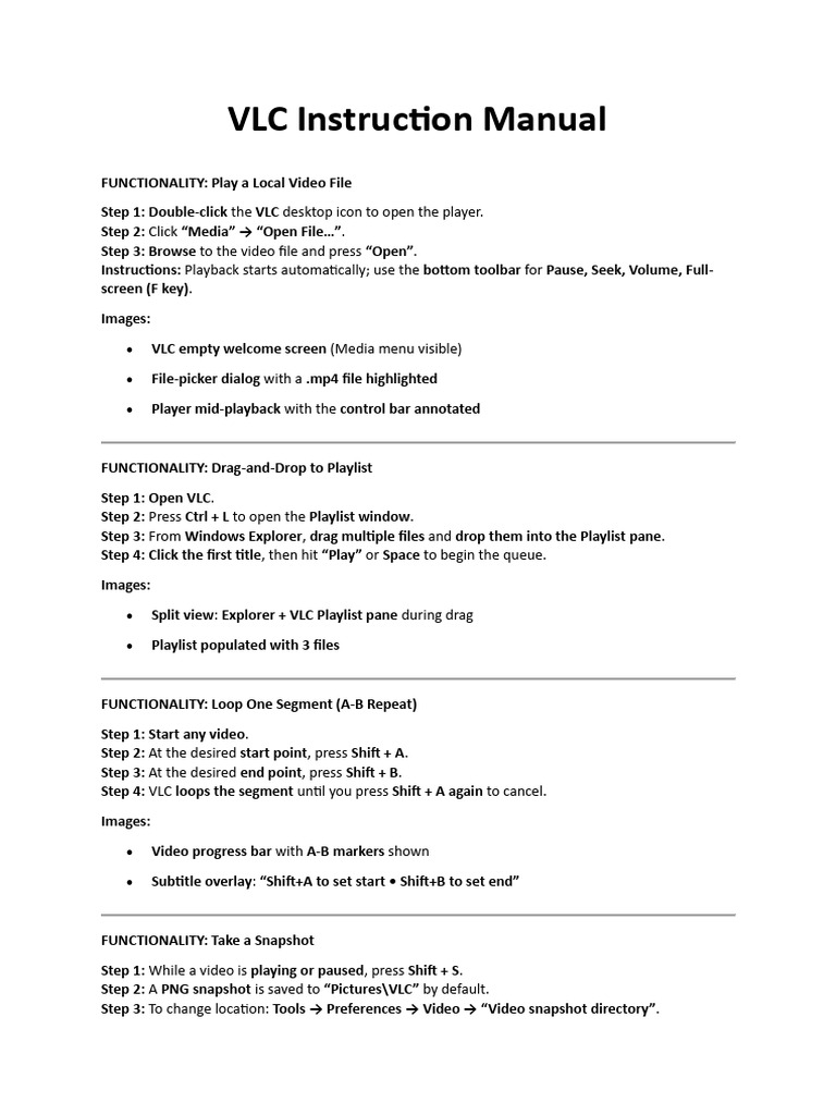 VLC Instruction Manual | PDF | Keyboard Shortcut | Software