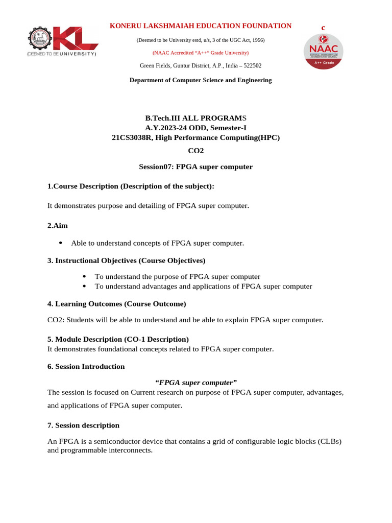 SLM - CO2 - FPGA Super Computer in High Performance Computing | PDF | Field Programmable Gate ...