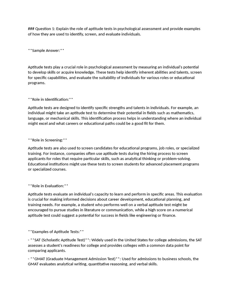 Types of Test and The Role of Test | PDF | Psychological Evaluation ...