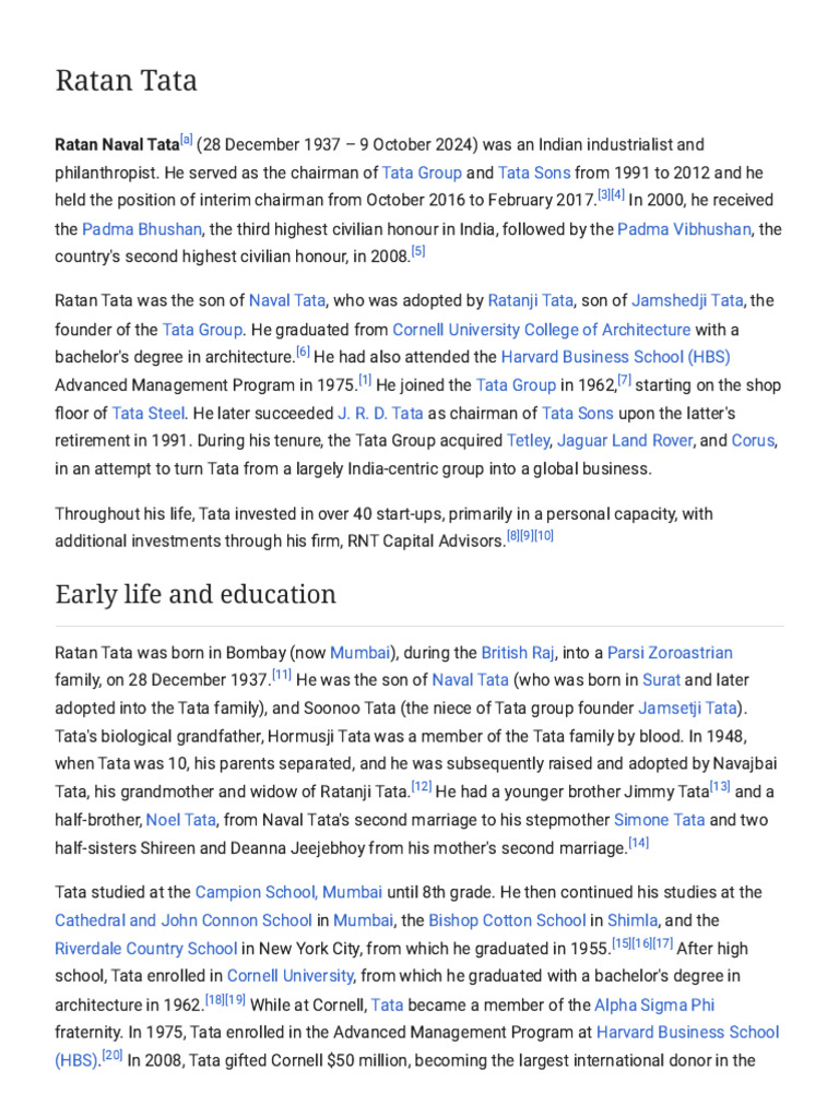 Ratan Tata: Legacy of Leadership | PDF