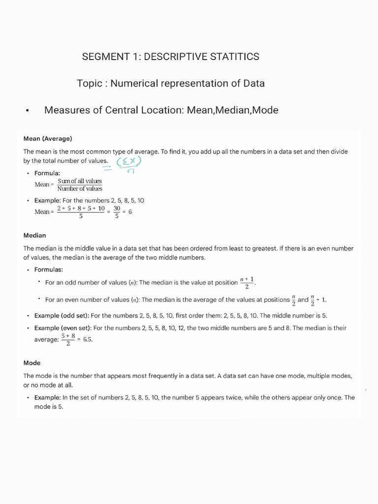 Business Statistics Formulas | PDF