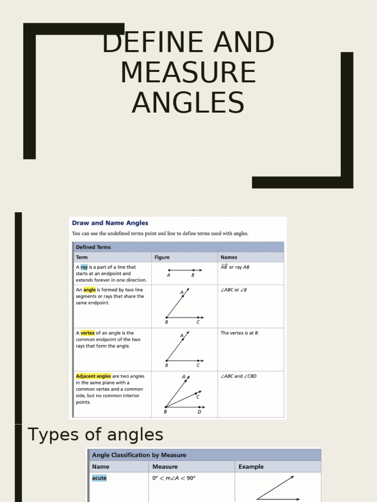 Define and Measure Angles | PDF
