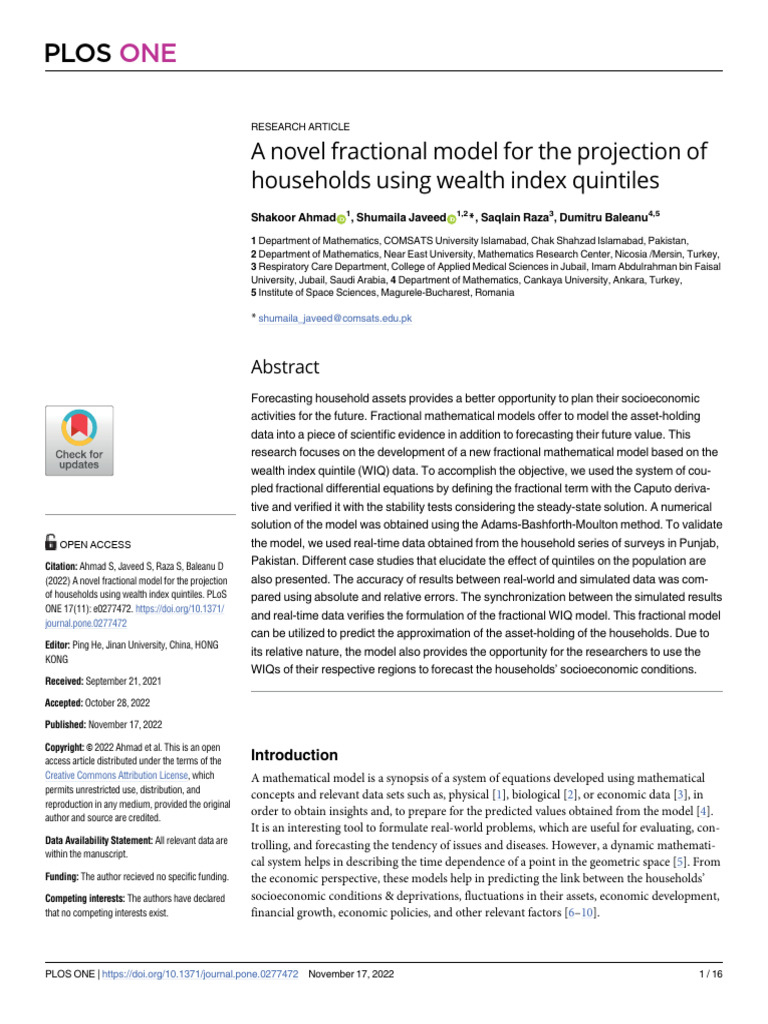A Novel Fractional Model For The Projection of | PDF | Economics ...